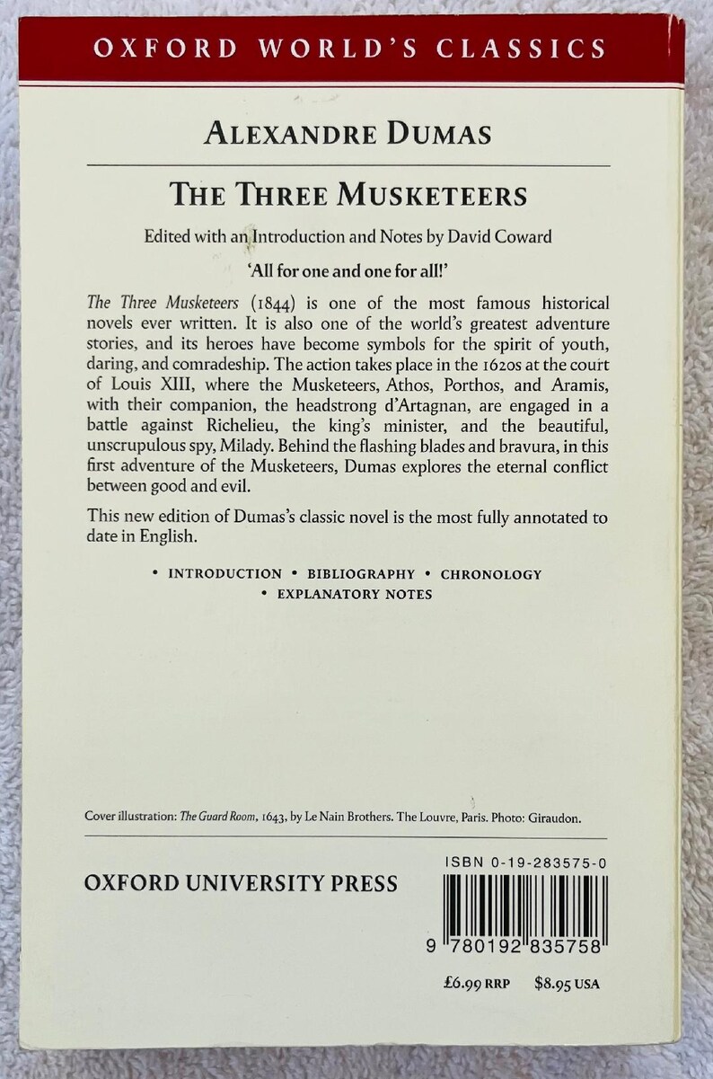 AELXANDRE DUMAS - the Three Musketeers - Oxford World's Classics Soft ...