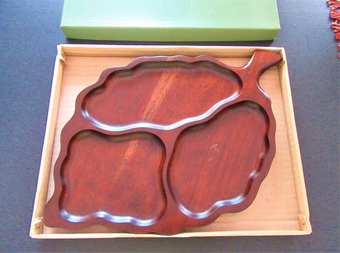 1950's Imperial Kayla WOOD LEAF TRAY / With Original Box / Mid Century ...