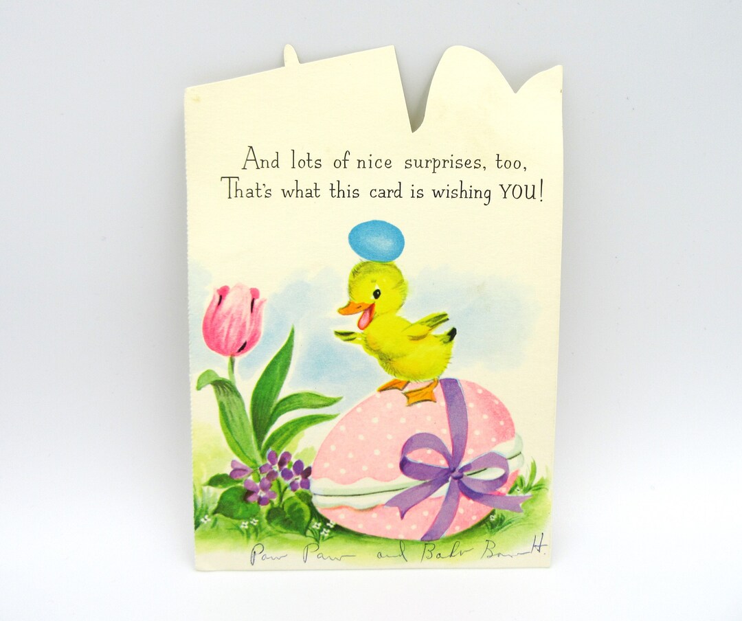 Vintage 1960s Gibson Easter Card: Duck, Egg & Flower - Made in USA - Etsy