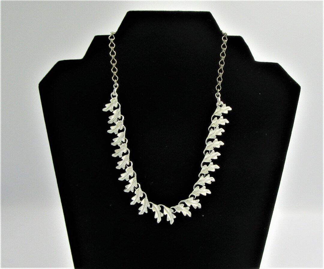 Vintage BSK Signed Silver Tone Leaf Choker Necklace - Etsy