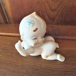 Vintage CRYING KEWPIE DOLL Bisque Porcelain Figurine With Bandage on ...