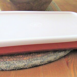 Vintage TUPPERWARE Hot Dog Cold Cuts Meat Keeper Storage Paprika Red ...