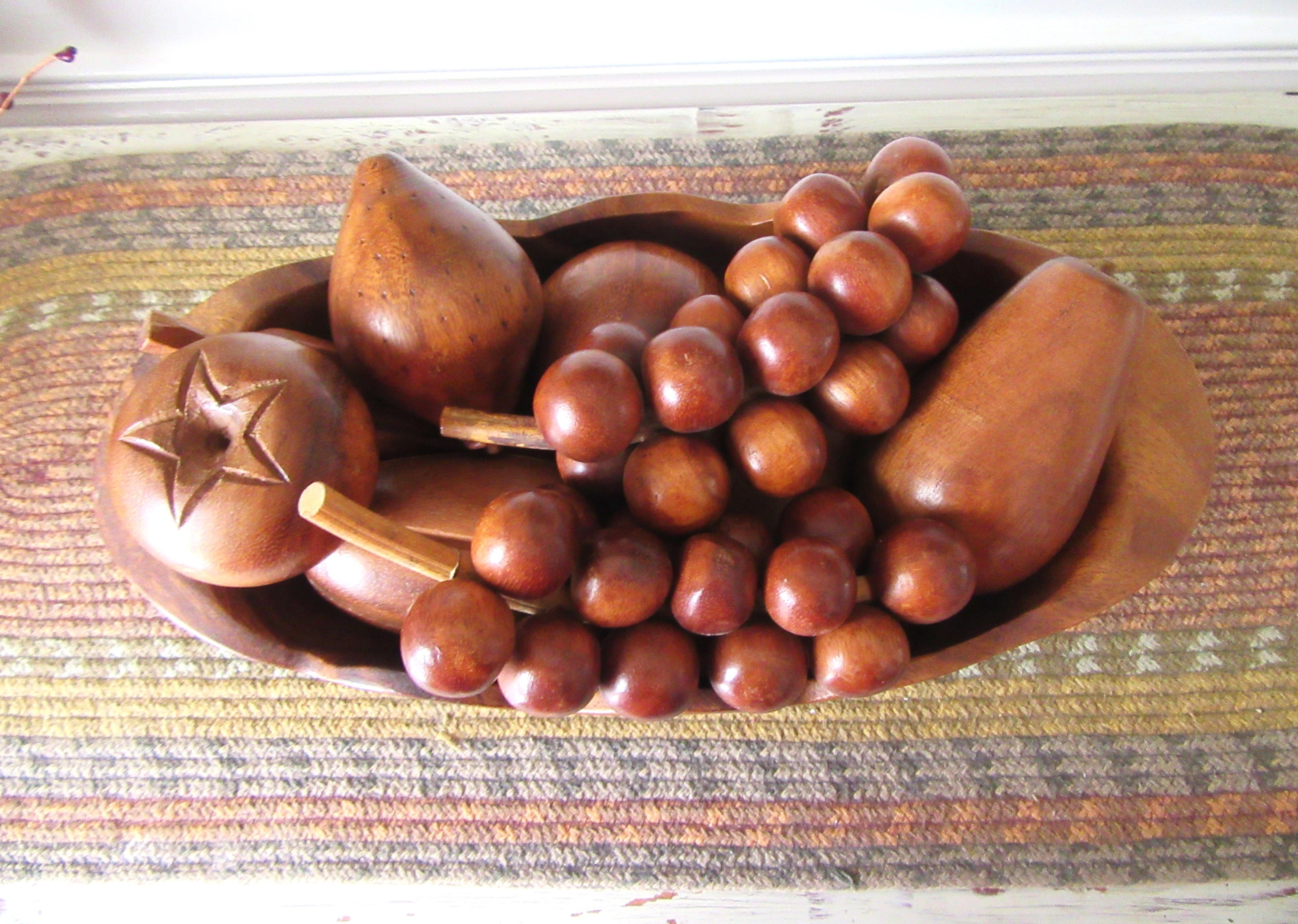 1960s Philcraft Monkeypod Bowl With Wooden Fruit: Mid Century Decor - Etsy
