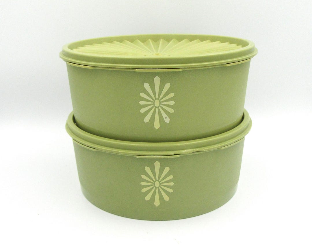 Vintage Tupperware Servalier #1204 Avocado Olive Green Canister W/lid ...