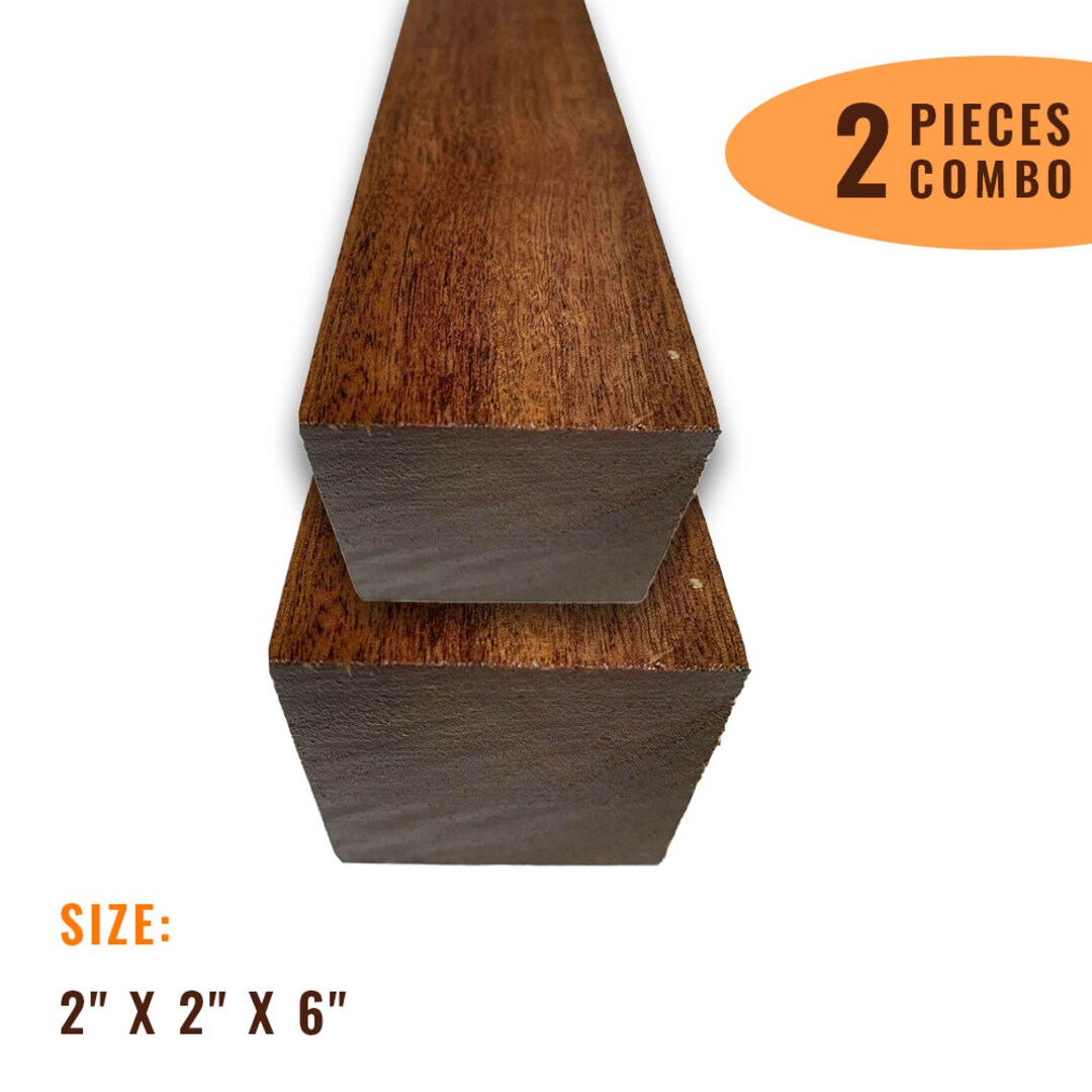Pack of 2, Curly Sapele Turning Wood Blank 2x2x6 Wood Lathe Square Wood ...
