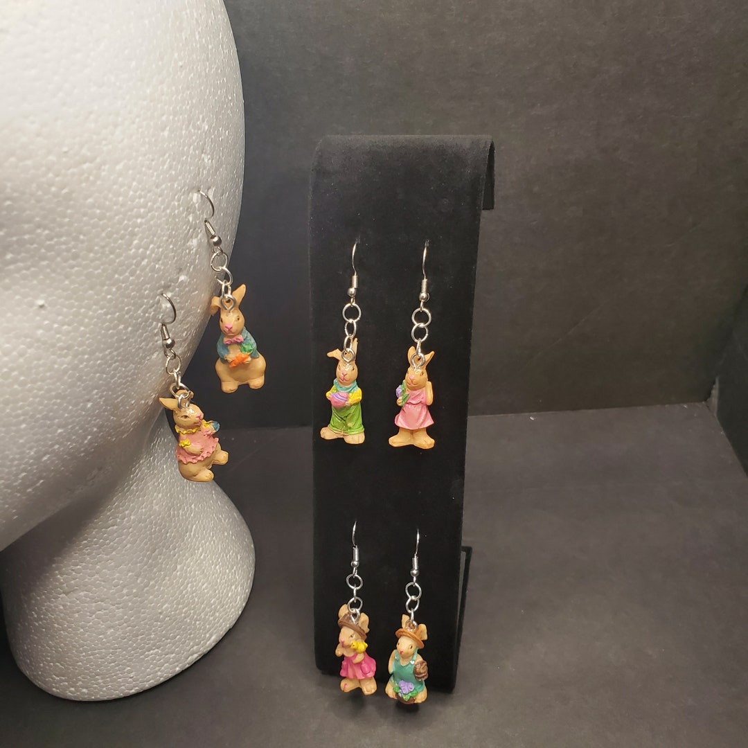 Easter Bunny Earrings HIGHLY Detailed Miniature Rabbits, 3 Styles FREE ...