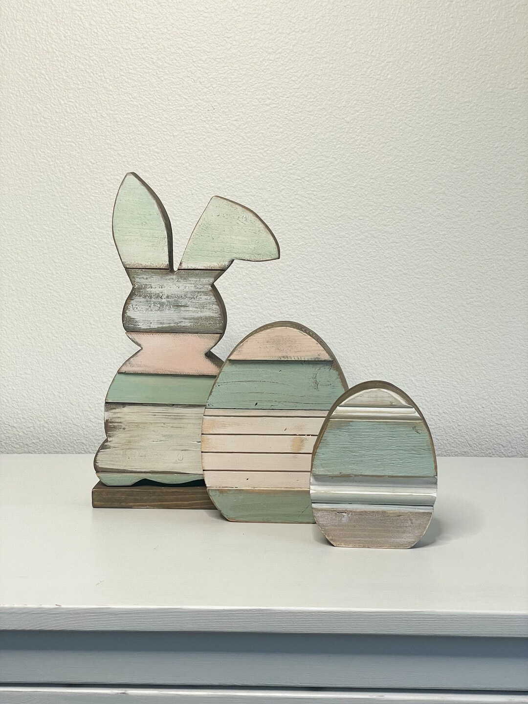 Easter Bunny and Eggs. Reclaimed Wood Easter Decor. Wood Bunny and Eggs ...