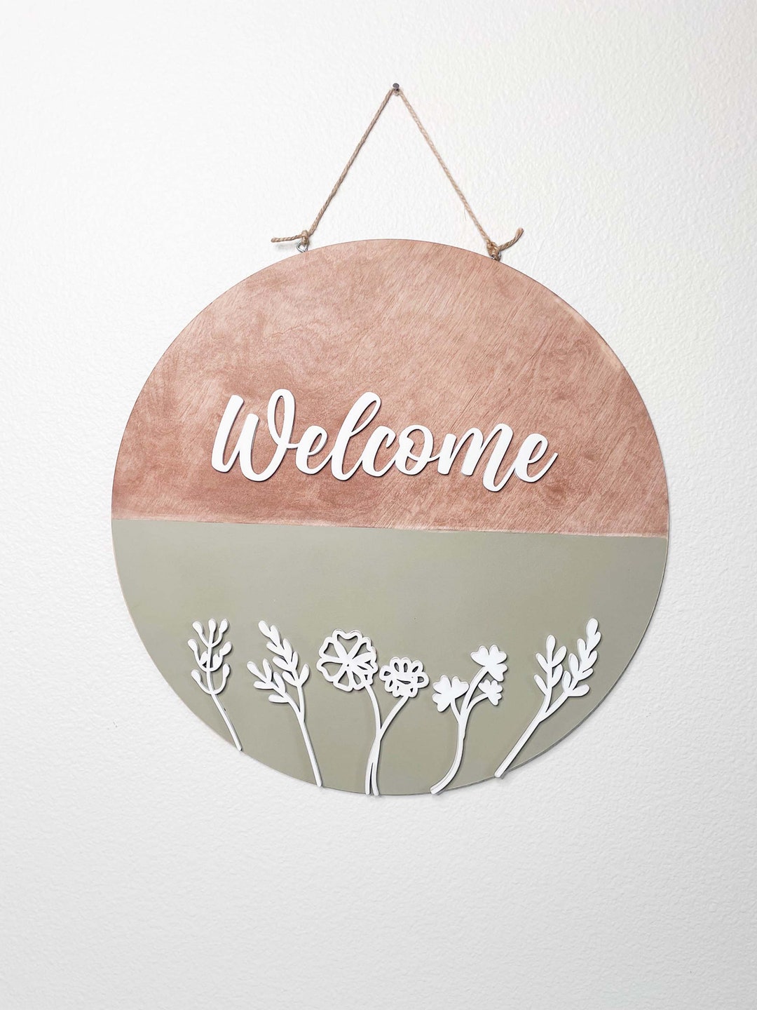 Welcome Door Hanger Sign, Welcome Sign, Raised Letters Spring Door ...