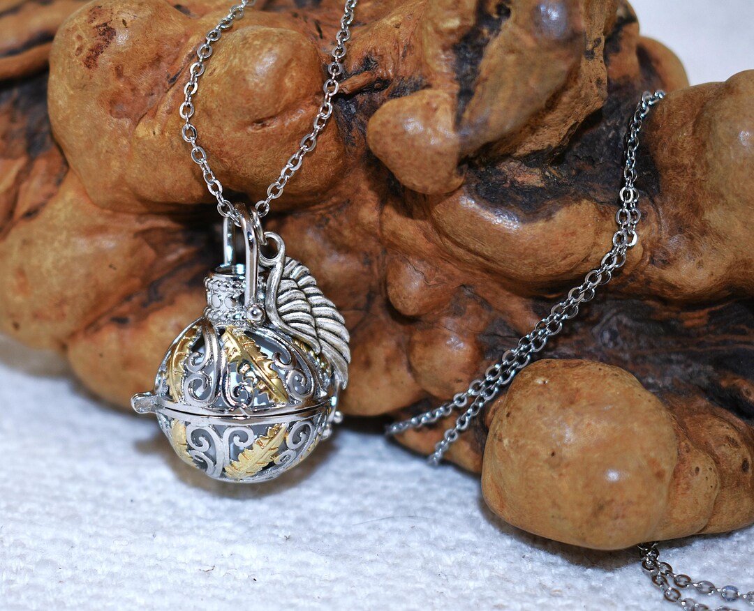 Silver and Gold Two-tone Angel Caller Harmony Chime Ball Necklace With ...