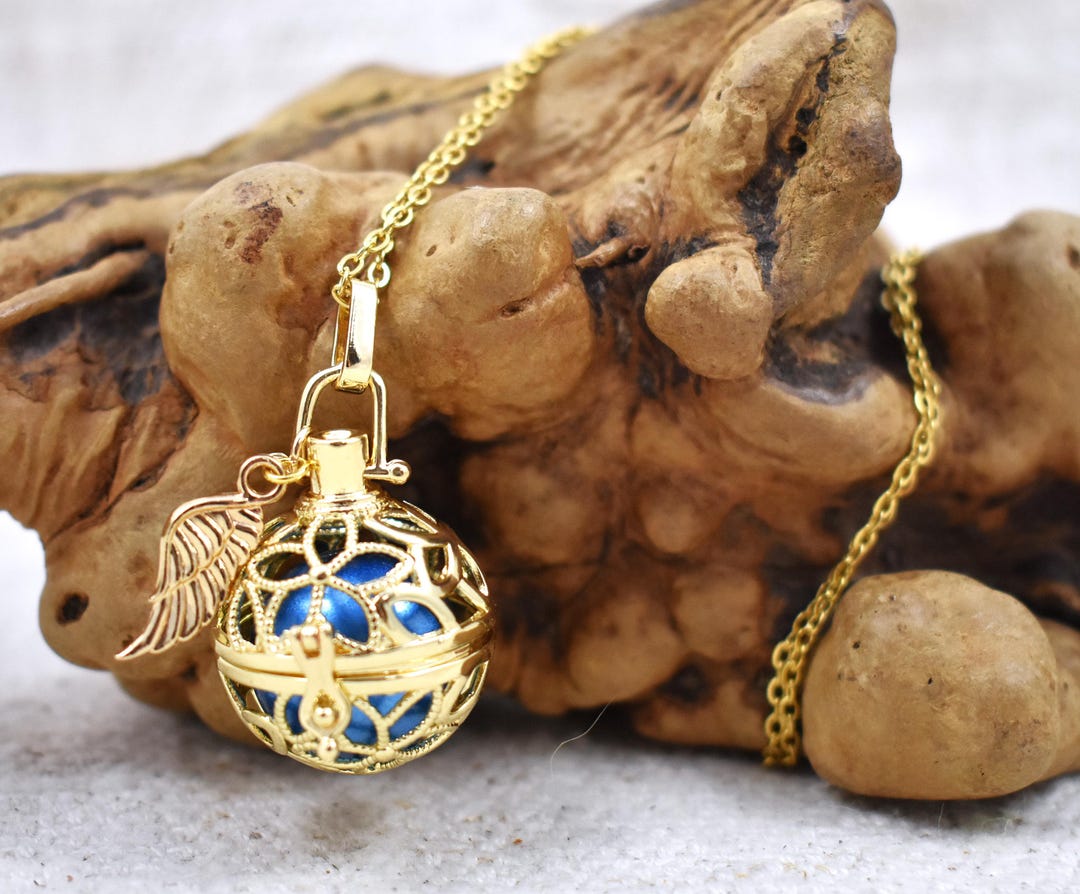 Gold Mexican Angel Caller Bola, Harmony Chime Ball Floral Chime Pendant ...