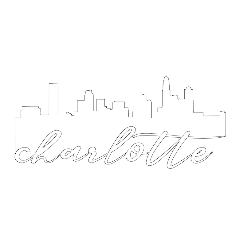 Charlotte City Skyline Outline String Art Template Clip Art Digital ...