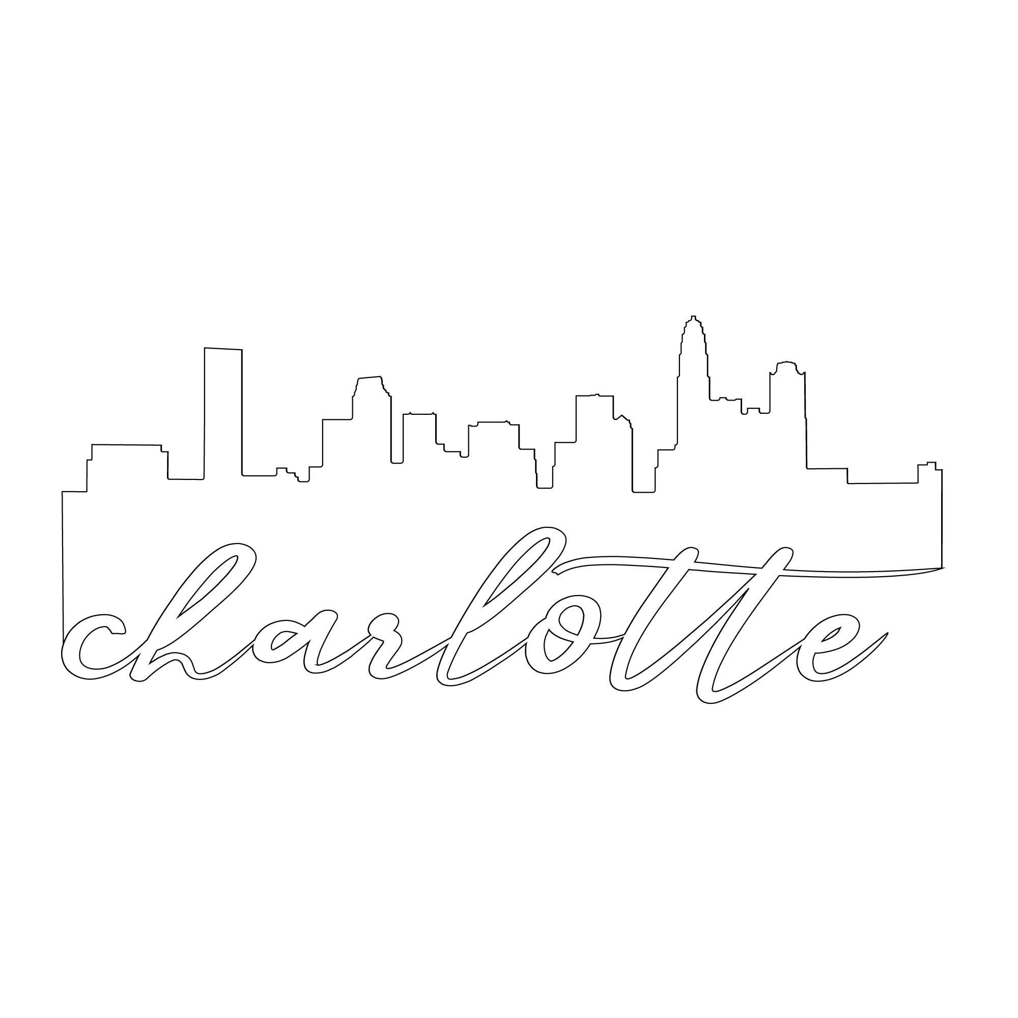 Charlotte City Skyline Outline String Art Template Clip Art Digital ...