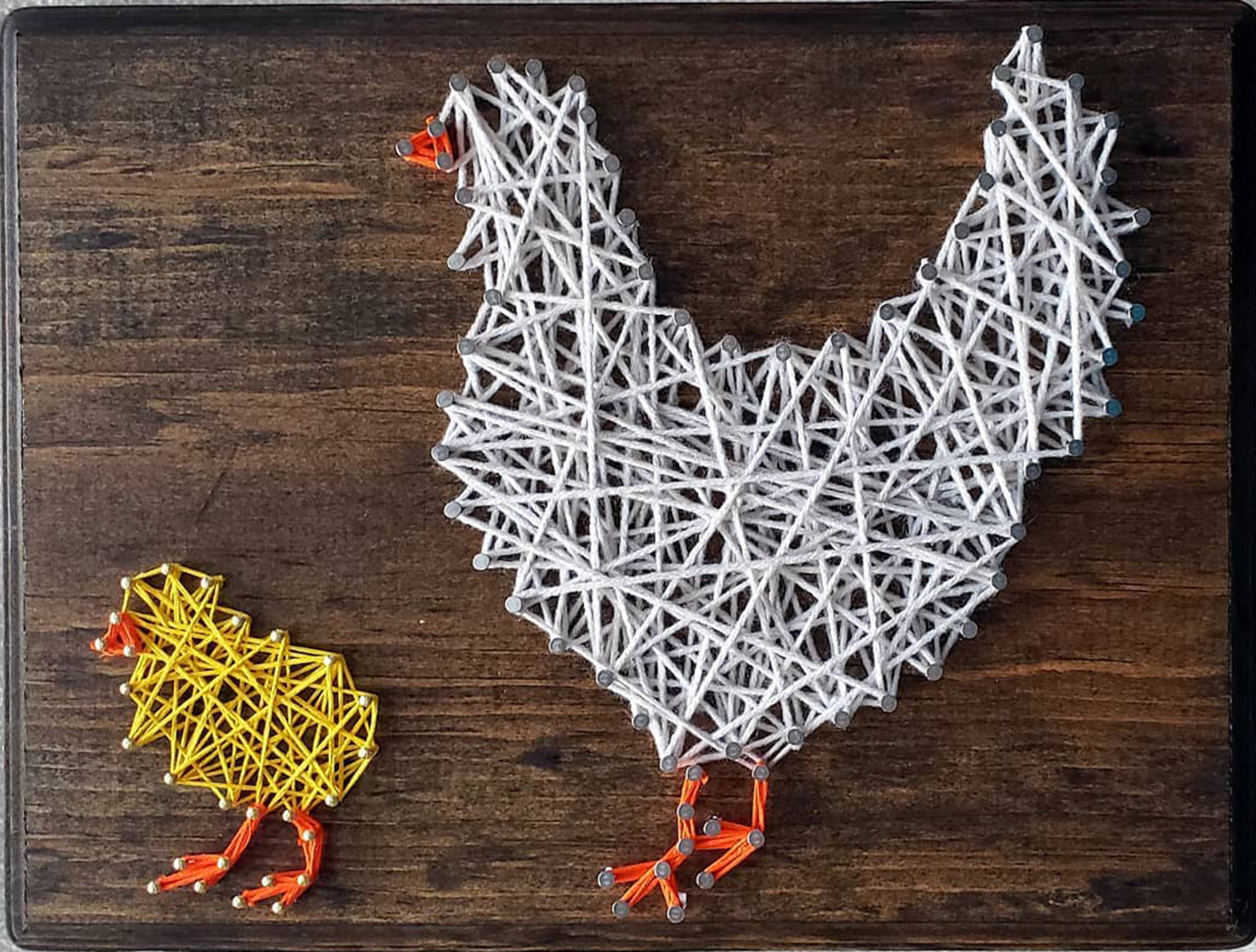 Chicken and Baby Chick String Art Farm Animal Decor Sign - Etsy