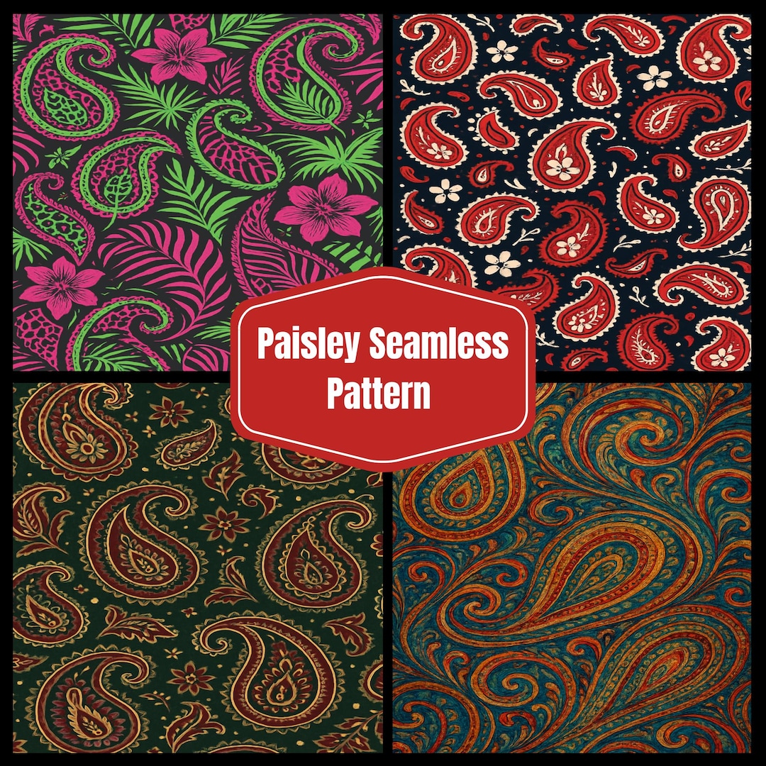 Vintage Paisley Seamless Pattern Collection – Floral Fabric, Wallpaper ...