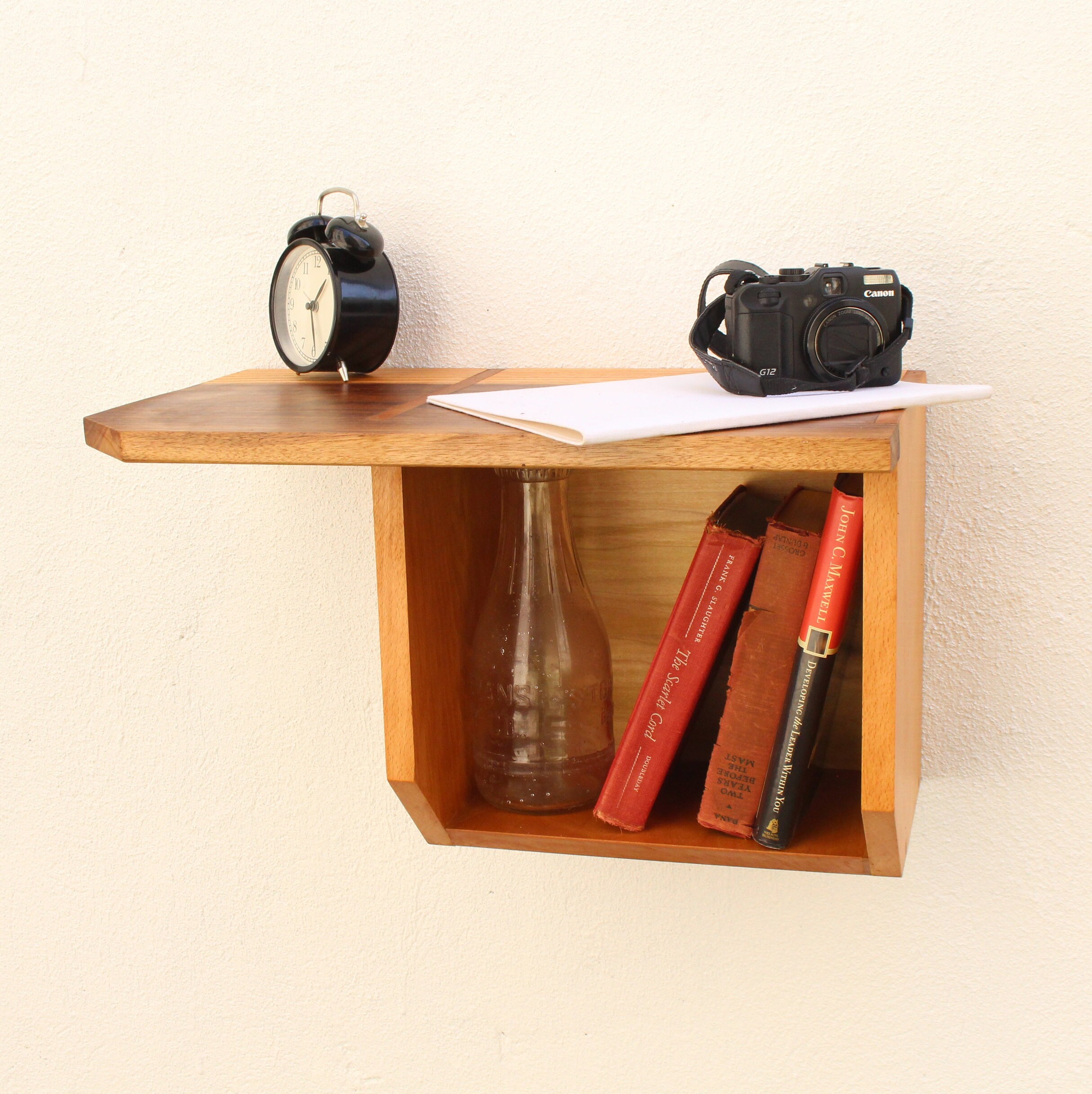 LED Lighting Bedside Table, Night Stand With Cubby & Shelf, Modern ...