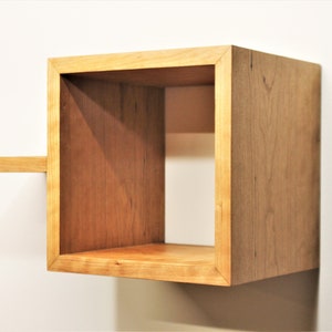 Wooden Floating Cube Storage With Shelf Set, Hidden Mount Cubby Display ...