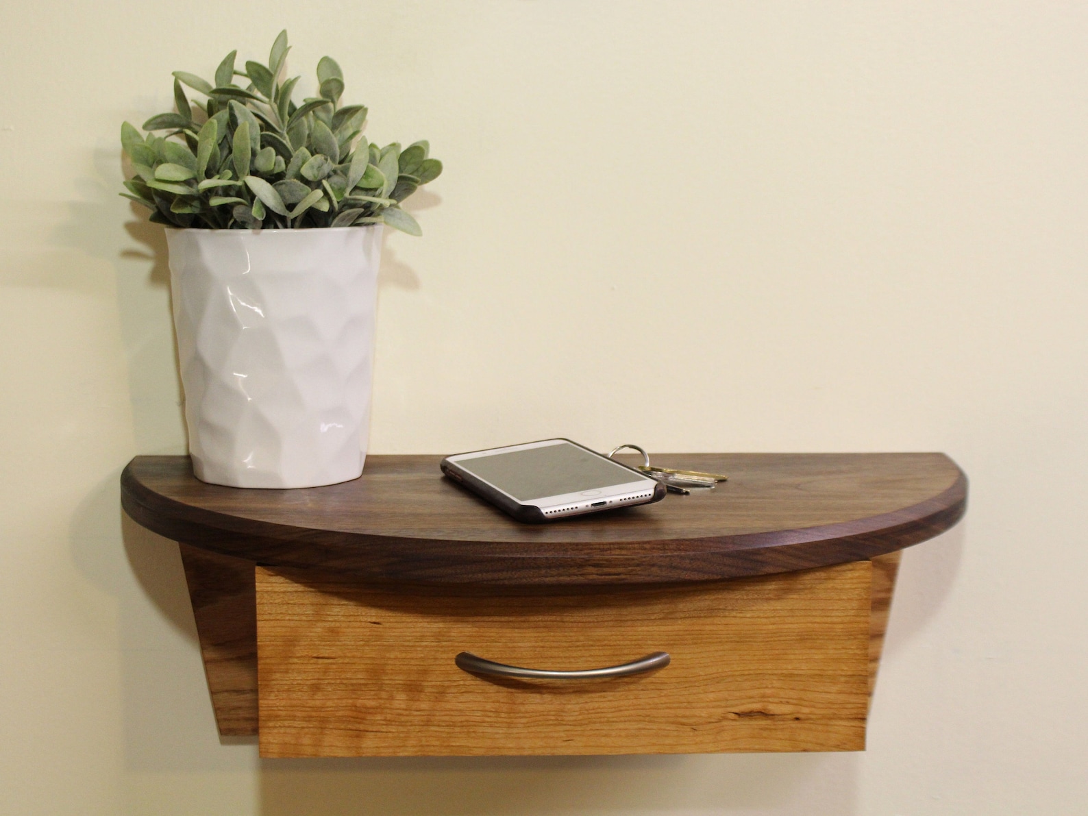 Entryway Floating Shelf With Drawer Walnut Cherry Wooden - Etsy