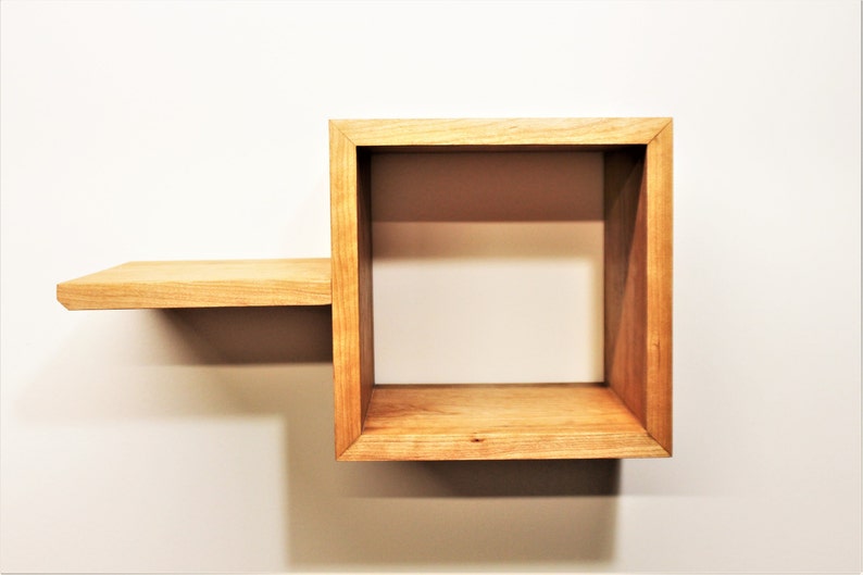 Wooden Floating Cube Storage With Shelf Set, Hidden Mount Cubby Display ...