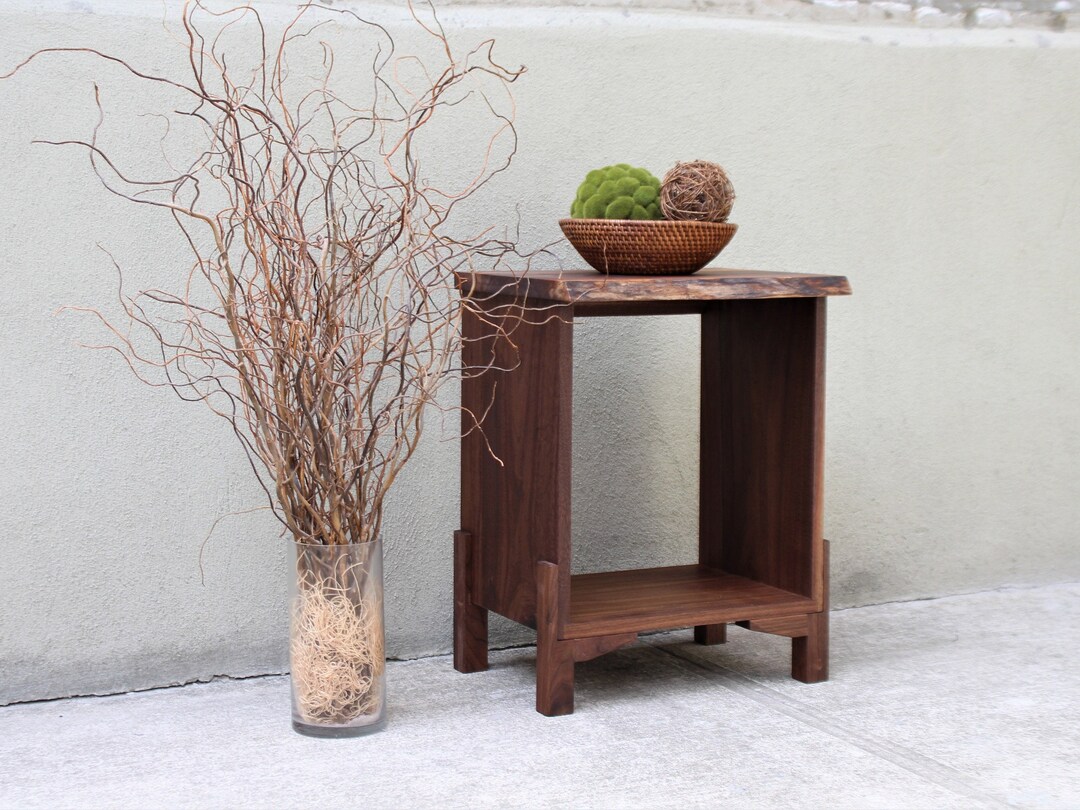 Mid Century Modern Walnut End Table, Side Table With Large Cubby ...