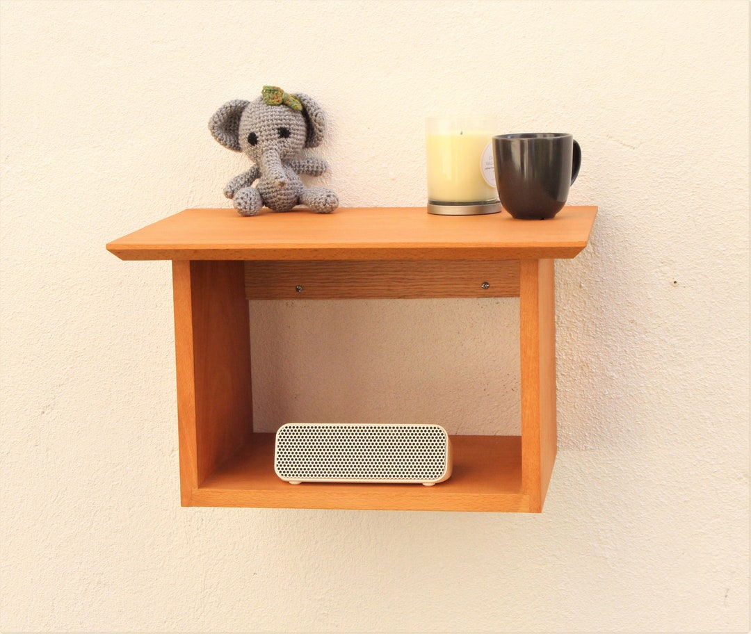 Simple Wall Mounted Bedside Table, Minimalist Nighttable With Shelf and ...