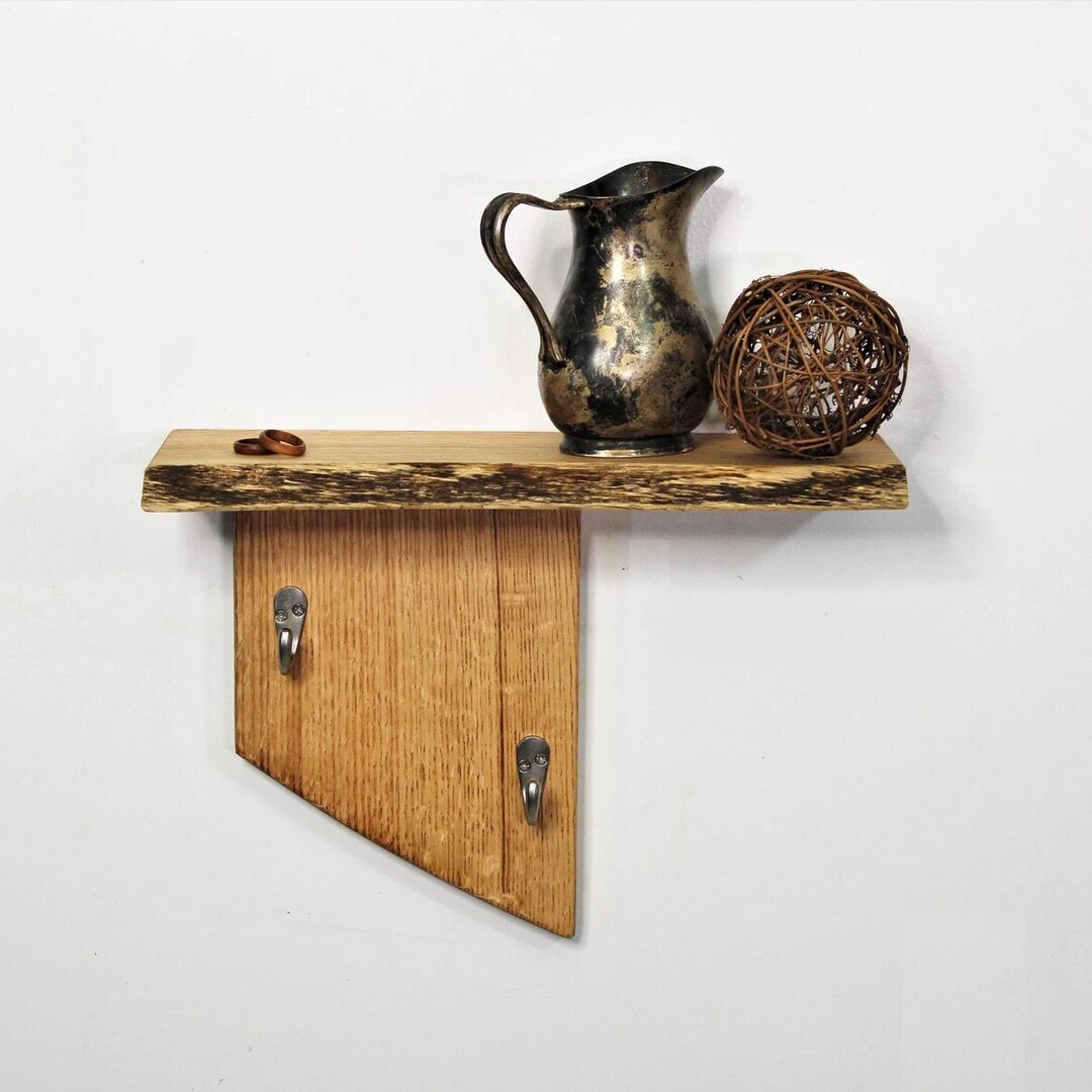 Red Oak Rustic Shelf With End Grain Exposure and Easy Install Keyhole ...