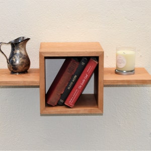 Wooden Floating Cube Storage With Shelf Set, Hidden Mount Cubby Display ...