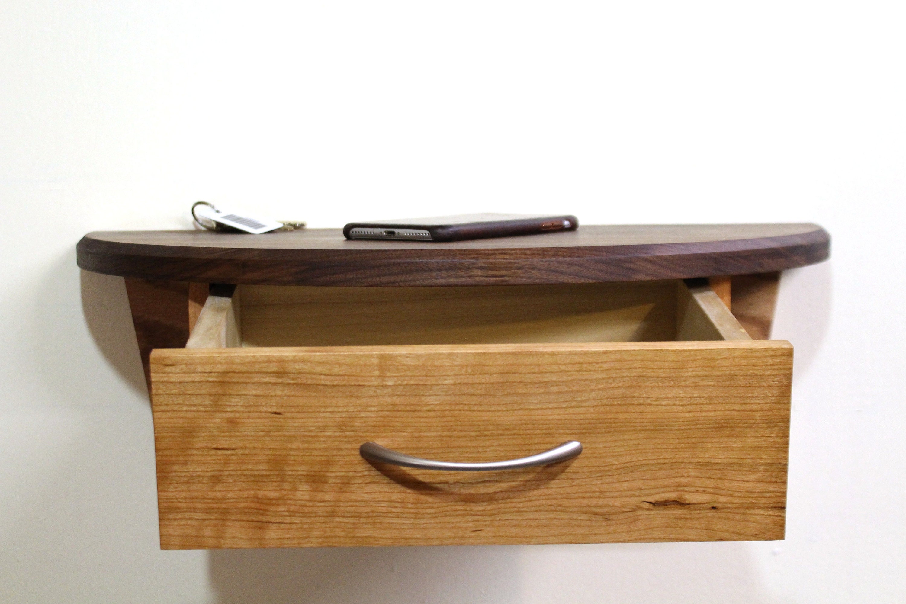 Entryway Floating Shelf With Drawer Walnut Cherry Wooden | Etsy