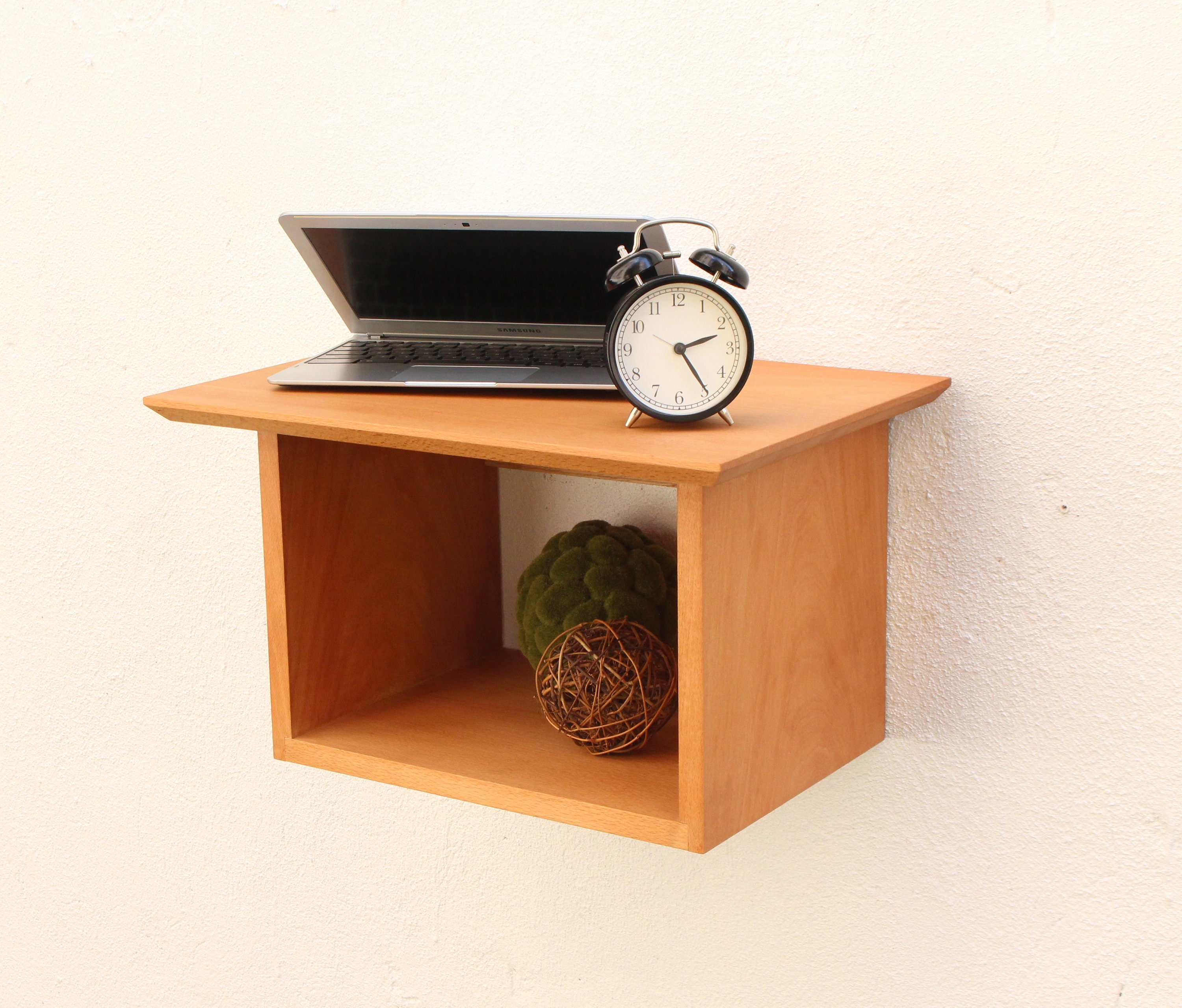 Simple Wall Mounted Bedside Table, Minimalist Nighttable With Shelf and ...