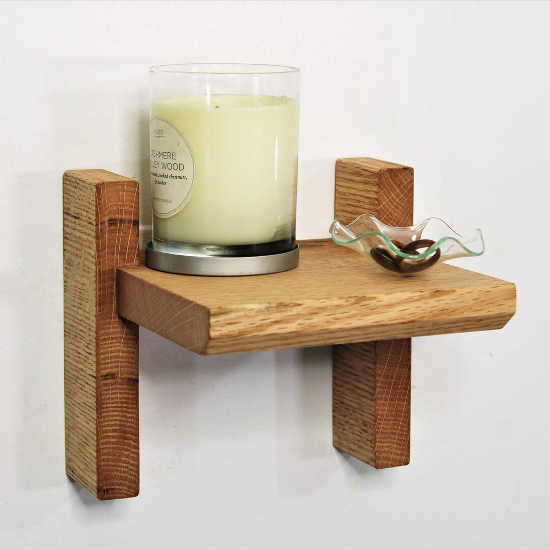 Solid Red Oak Display Shelf, Small Holding Shelf With Easy Install ...