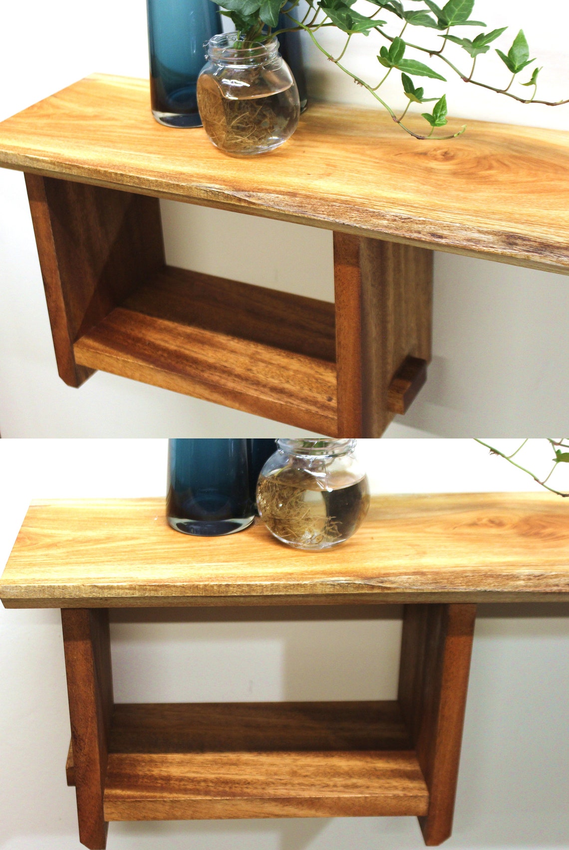 Custom Live Edge Wall Mounted Rustic Entry Table Mid Century - Etsy