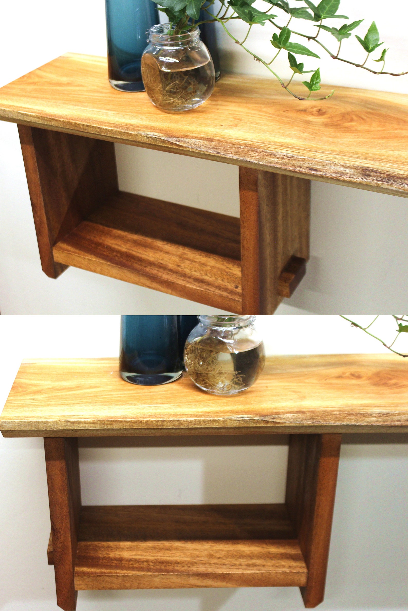 Custom Live Edge Wall Mounted Rustic Entry Table, Mid Century Entryway ...