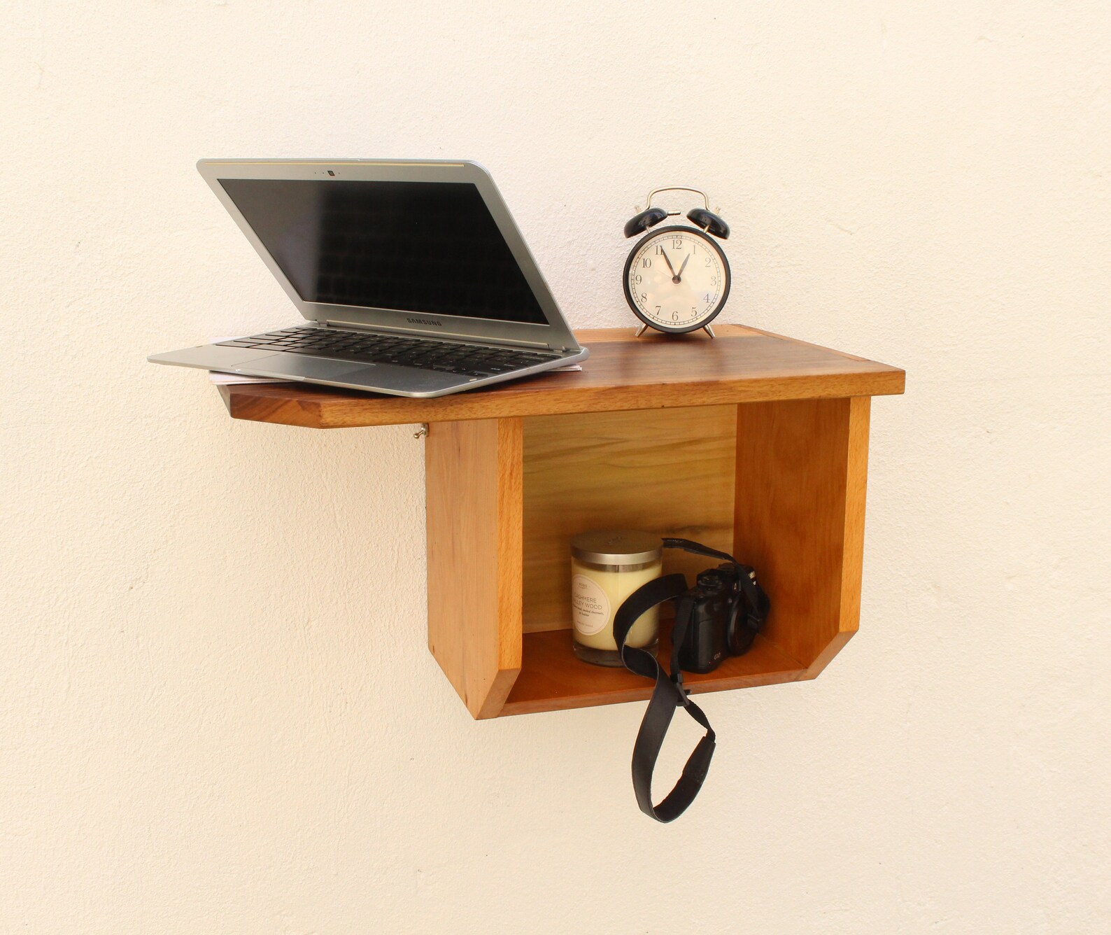 LED Lighting Bedside Table, Night Stand With Cubby & Shelf, Modern ...