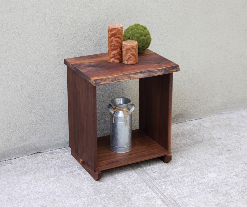 Mid Century Modern Walnut End Table, Side Table With Large Cubby ...