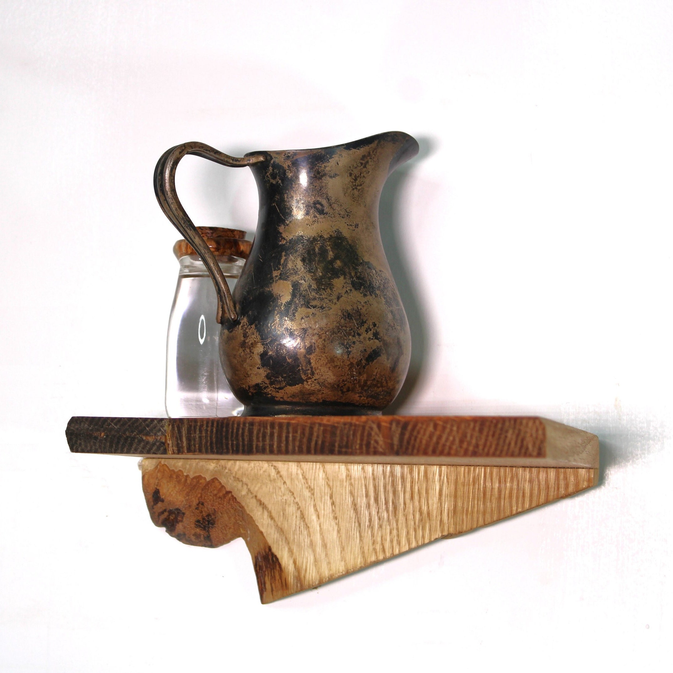 Red Oak Rustic Shelf With End Grain Exposure and Easy Install Keyhole ...