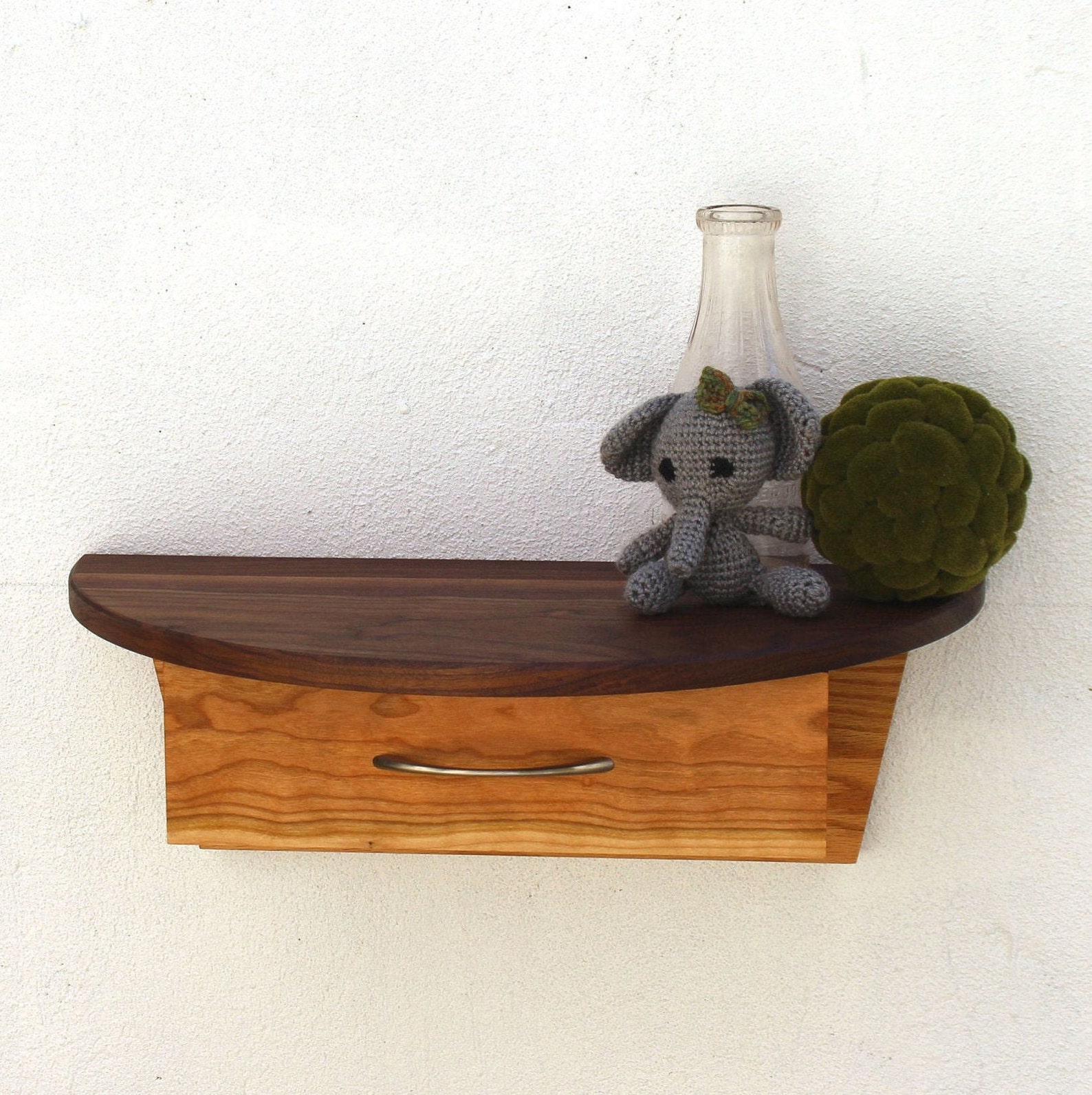 Entryway Floating Shelf With Drawer Walnut Cherry Wooden - Etsy