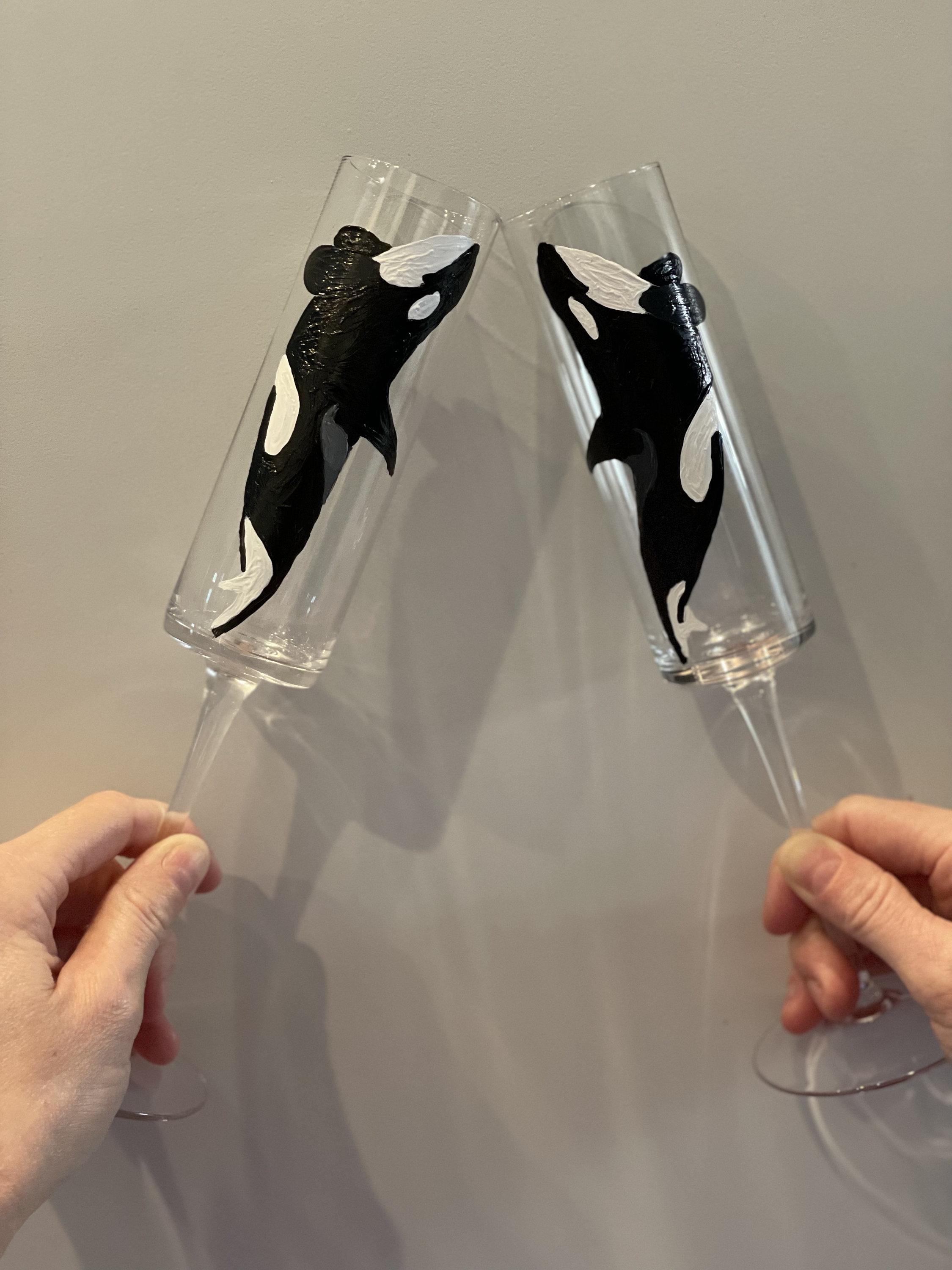 Hand Painted Orca Killer Whale Champagne Glasses Set of 2 | Etsy