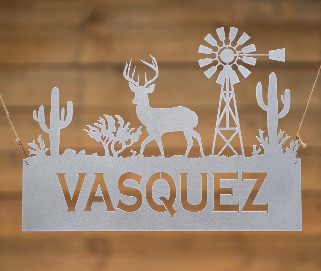 Windmill and Deer Ranch Sign | Custom Metal Art - Etsy