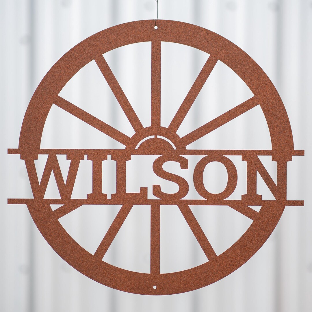 Wagon Wheel Family Name Sign | FREE SHIPPING | Personalized Metal ...