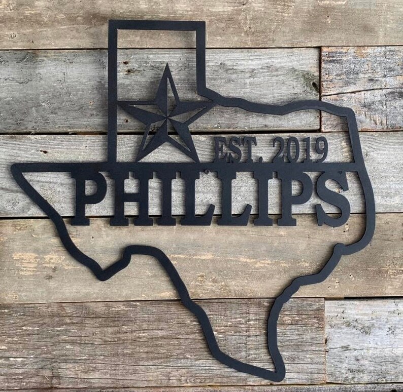 Personalized Texas Star Metal Sign | Custom Family Name Decor - Etsy