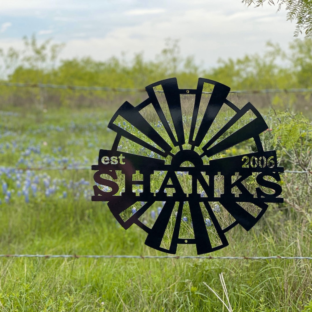 Windmill Family Name Sign | FREE SHIPPING | Personalized Windmill Metal ...
