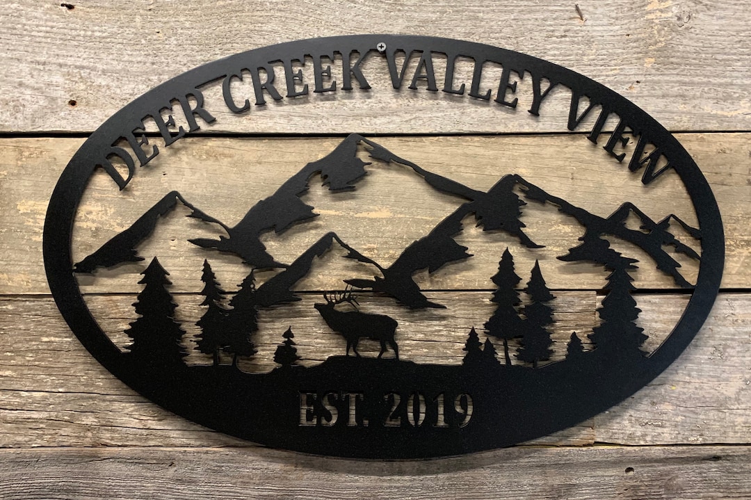 Personalized Mountain Range Metal Sign | Custom Cabin Art - Etsy