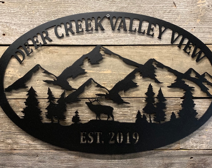 Mountains Trees Nature Scene With Name Metal Sign - Etsy