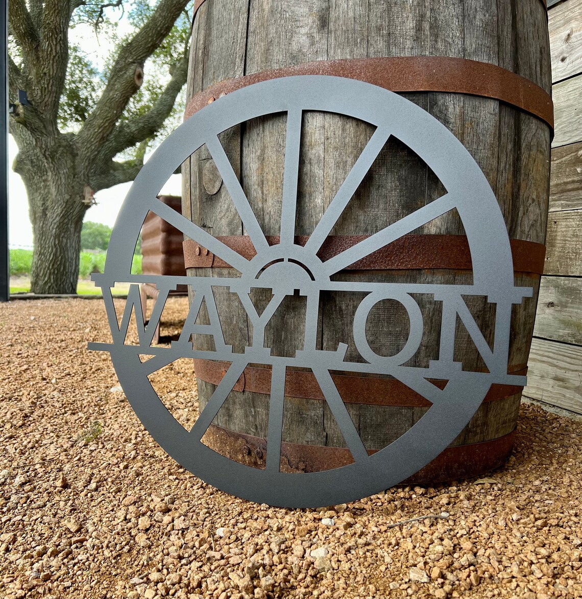 Wagon Wheel Family Name Sign FREE SHIPPING Personalized - Etsy