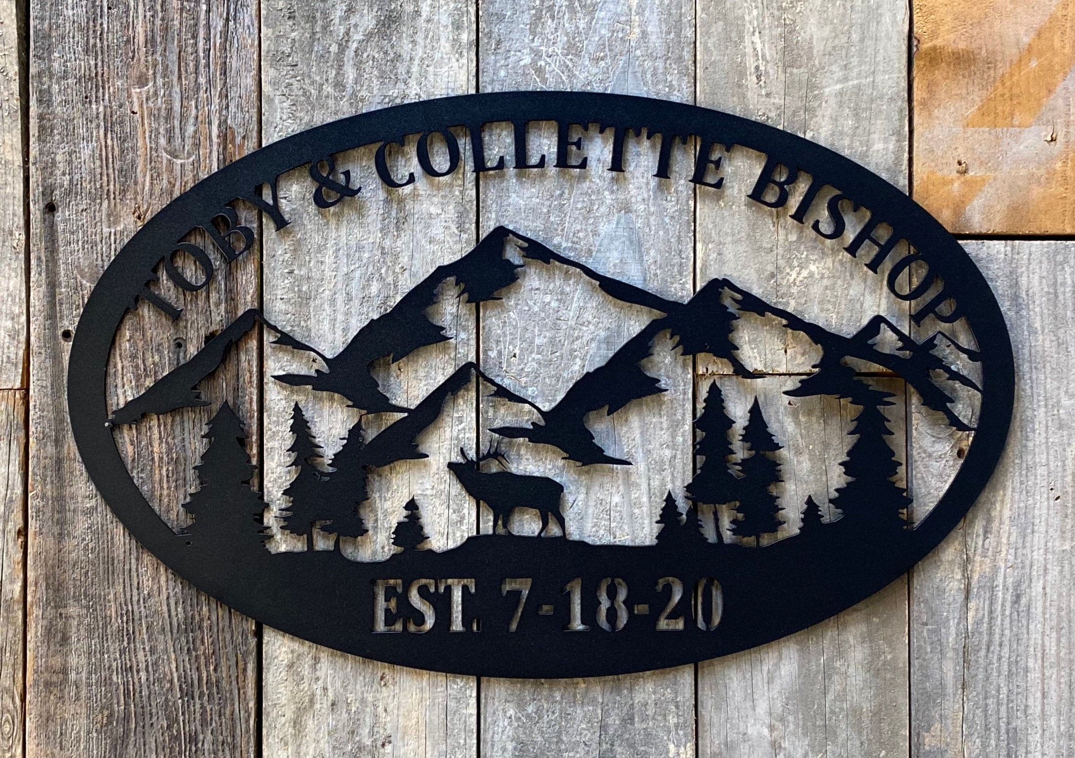 Personalized Mountain Range Sign Mountain Scene Metal Art | Etsy