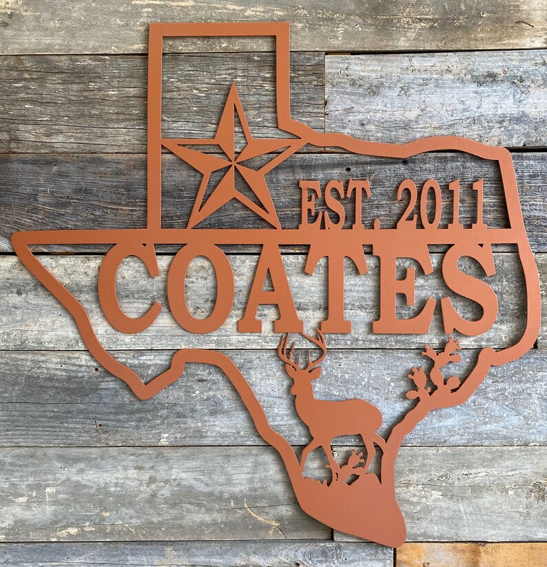 Texas Star Deer Metal Sign | Personalized Home Decor - Etsy