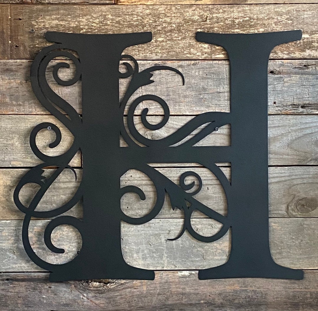 Metal Letter Monogram Sign | Powder Coated, Custom Initial - Etsy