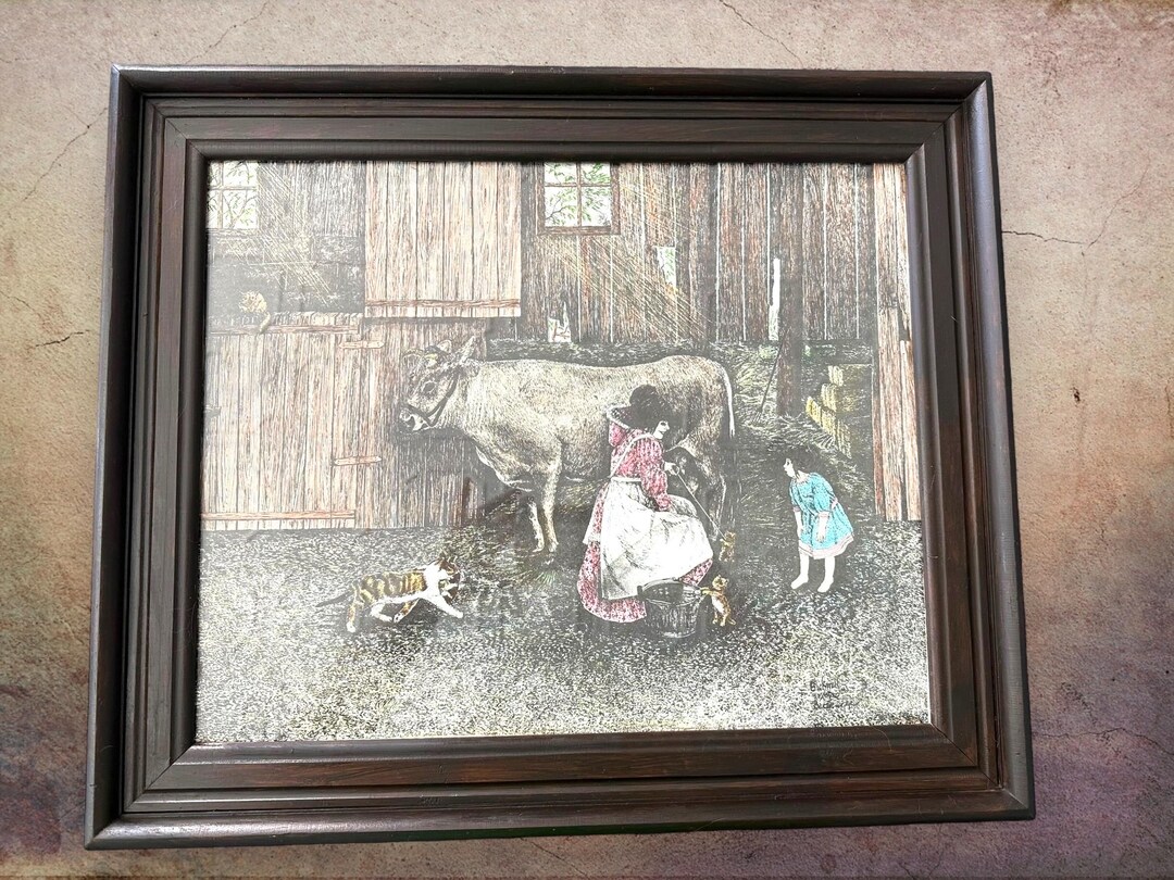 Nancy Bicknell Americana Artwork "cow Milkers" Signed Numbered Wood ...