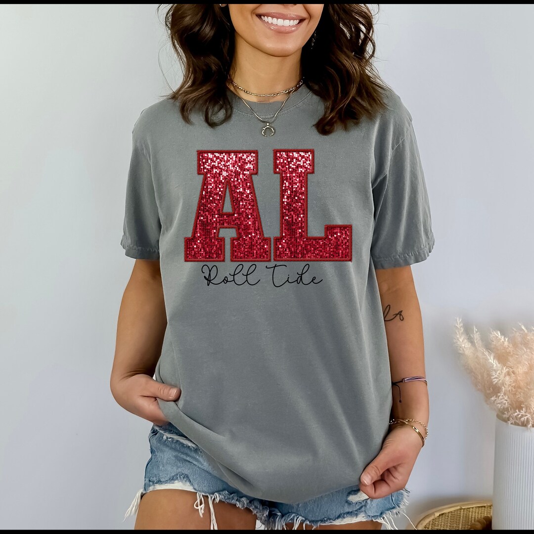 Alabama Preppy Game Day DTG Sequins Design Comfort Colors Tee - Etsy