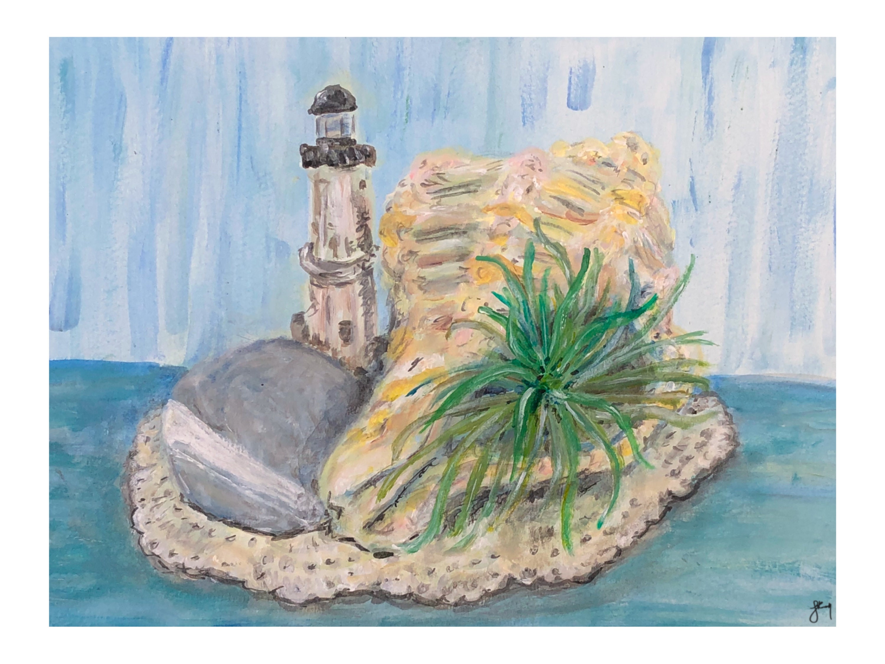 Lucky Yellow Shell— Archival Giclee Print//lighthouse//lucky Rock//sea ...