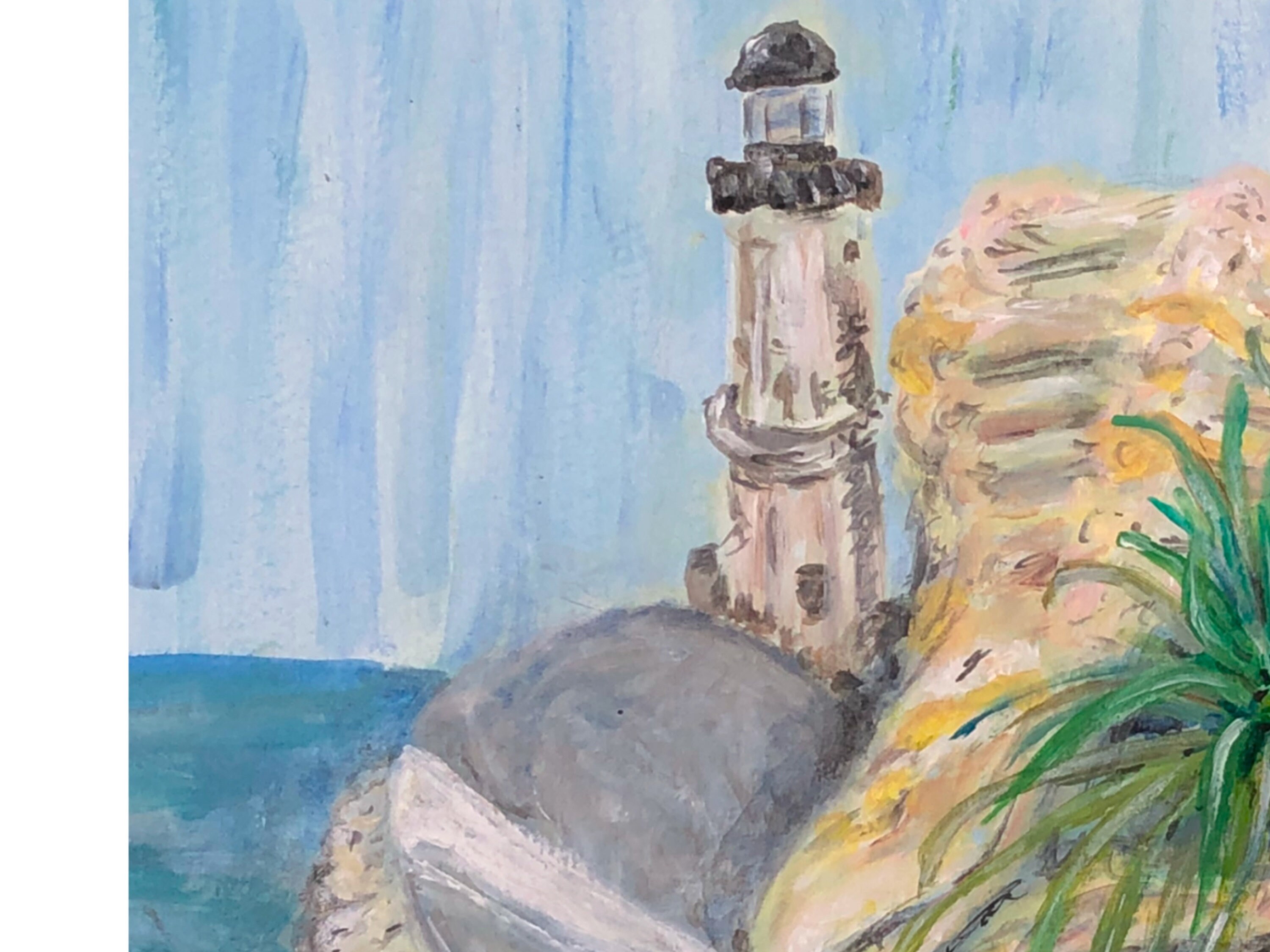 Lucky Yellow Shell— Archival Giclee Print//lighthouse//lucky Rock//sea ...